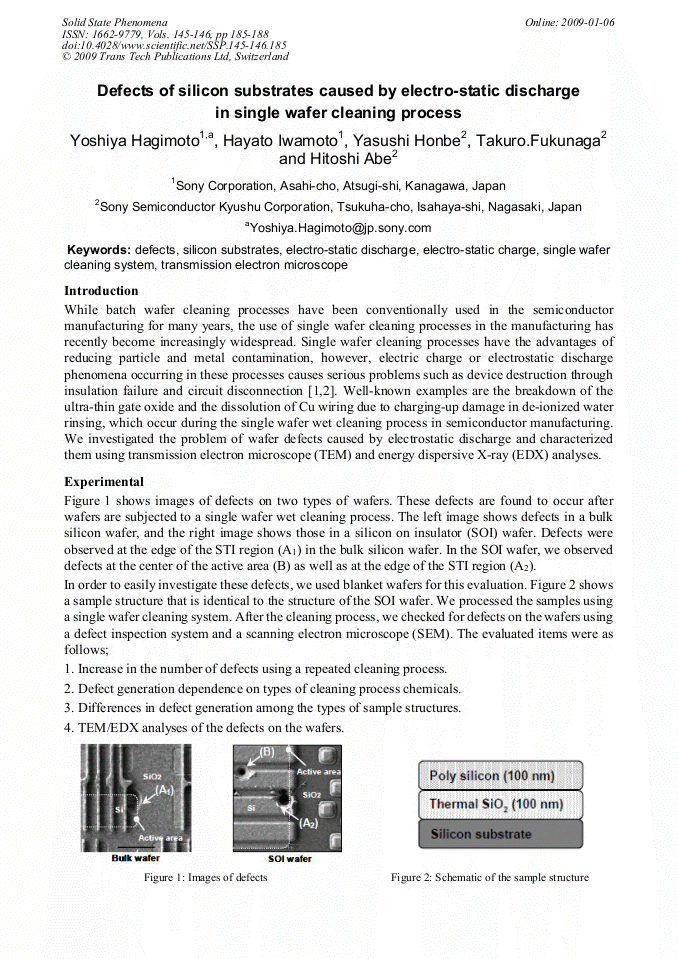 Defects of Silicon Substrates Caused by Electro-Static Discharge in ...
