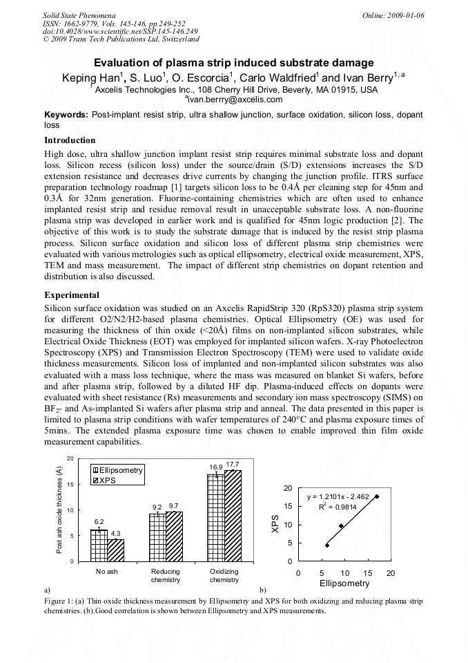 Evaluation of Plasma Strip Induced Substrate Damage | Scientific.Net