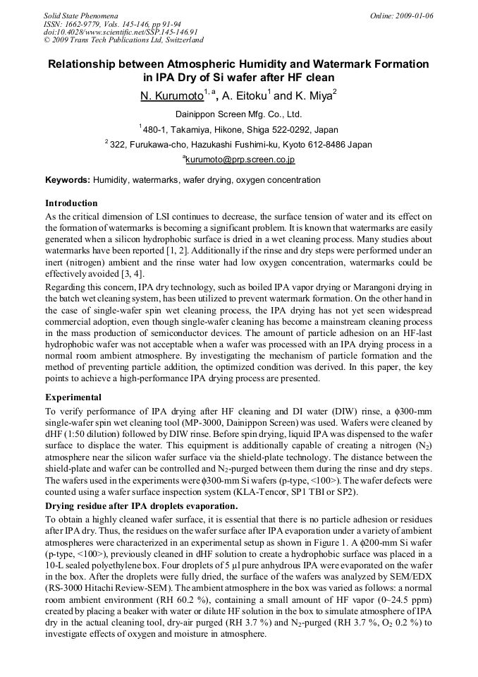 Relationship between Atmospheric Humidity and Watermark Formation in ...