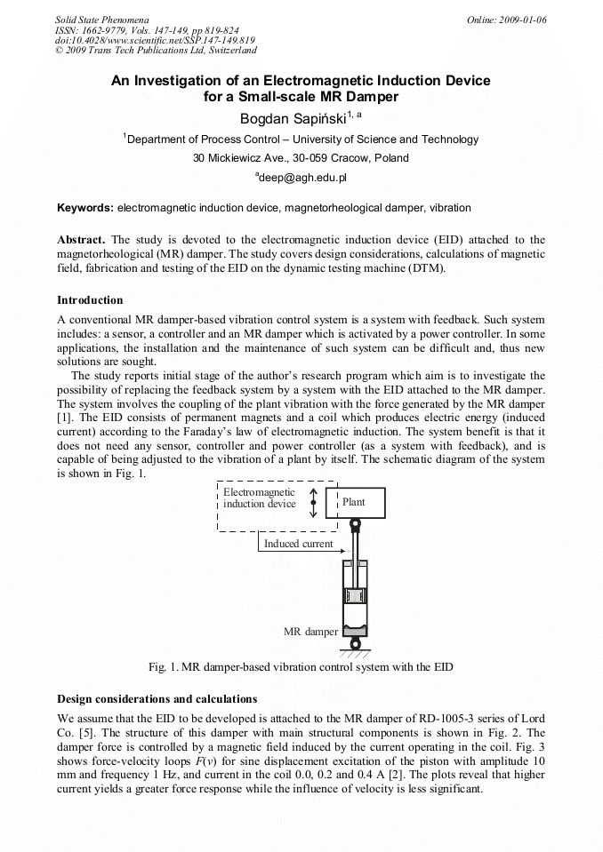 An Investigation of an Electromagnetic Induction Device for a Small ...