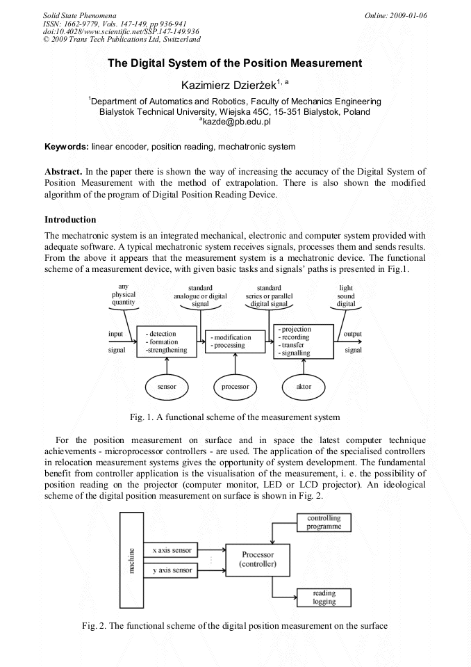 The Digital System of the Position Measurement | Scientific.Net