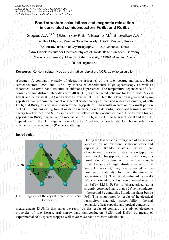 Band Structure Calculations and Magnetic Relaxation in Correlated ...