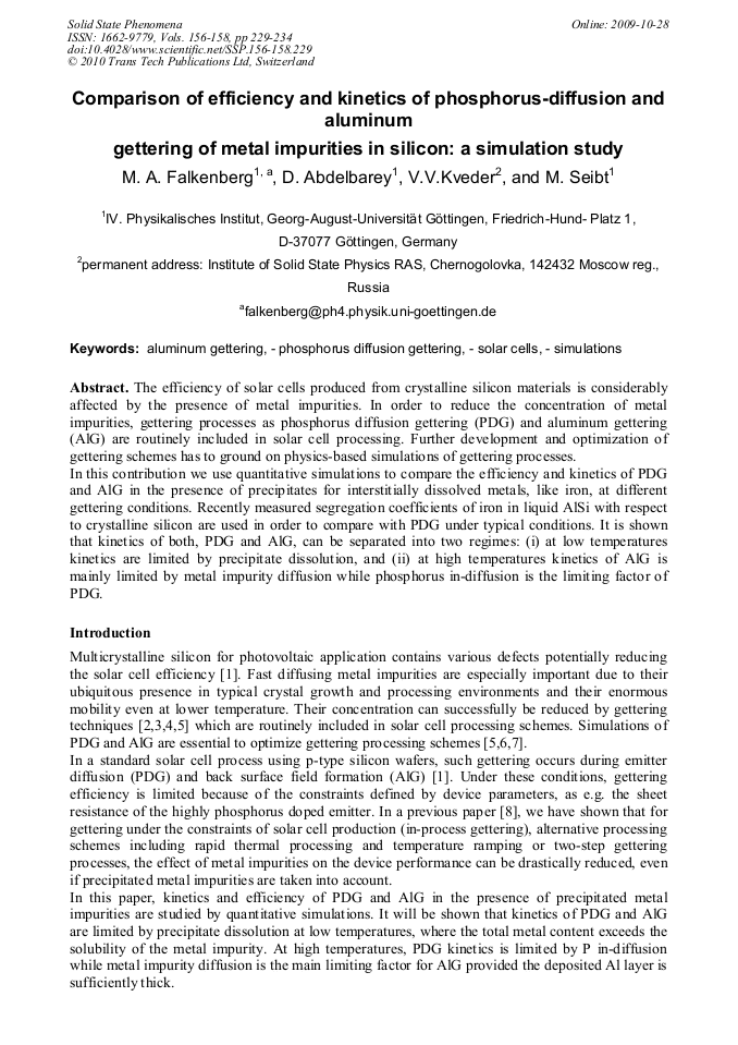 Comparison of Efficiency and Kinetics of Phosphorus-Diffusion and ...