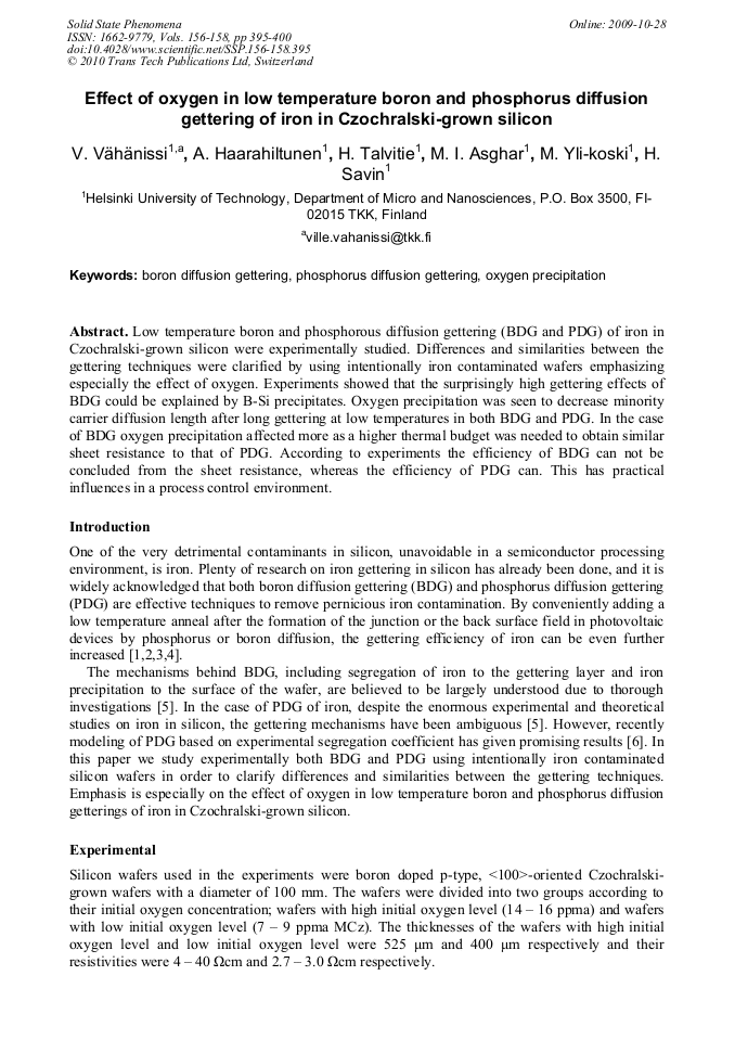 Effect of Oxygen in Low Temperature Boron and Phosphorus Diffusion ...