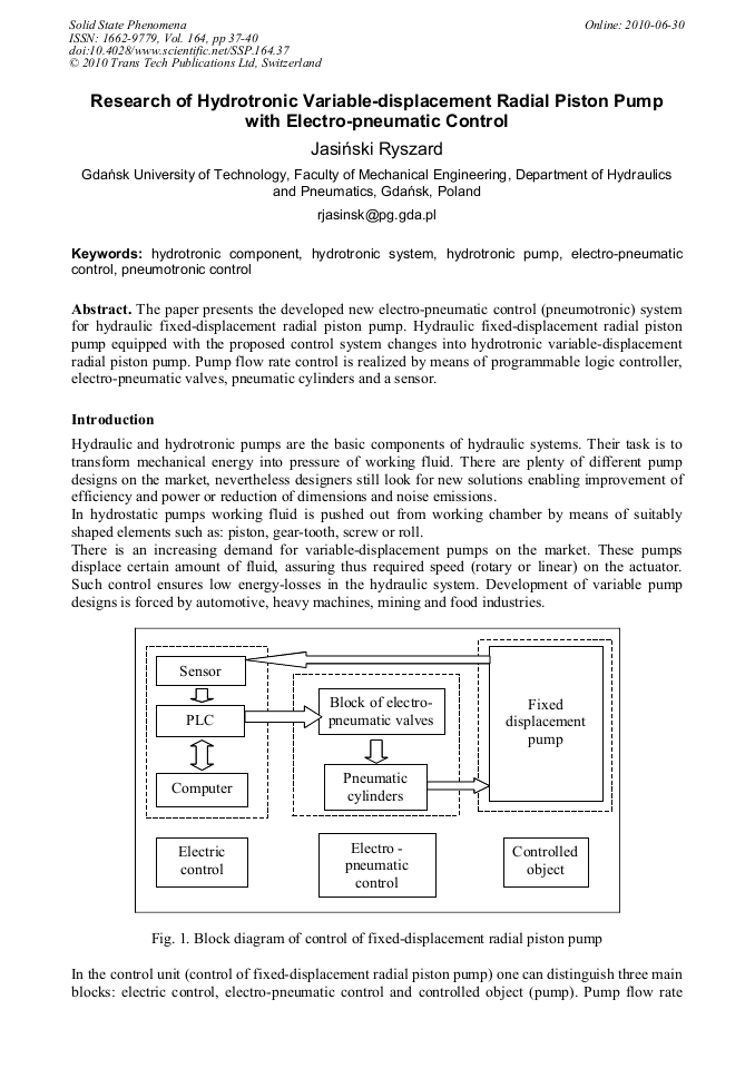 Research of Hydrotronic Variable-Displacement Radial Piston Pump with ...