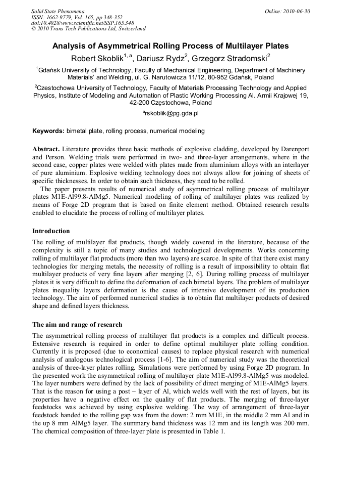 Analysis of Asymmetrical Rolling Process of Multilayer Plates ...