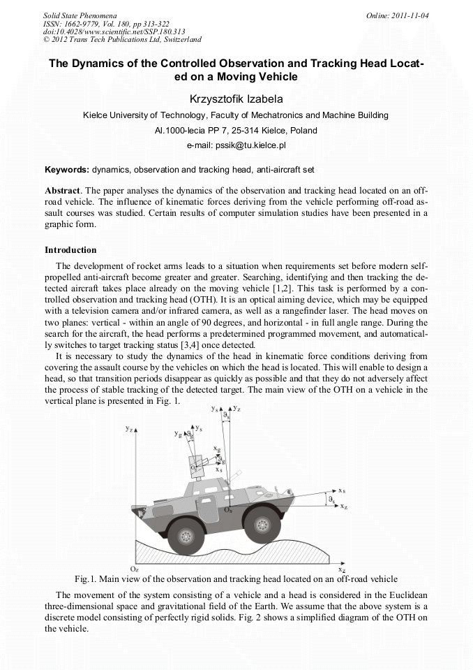 The Dynamics of the Controlled Observation and Tracking Head Located on ...