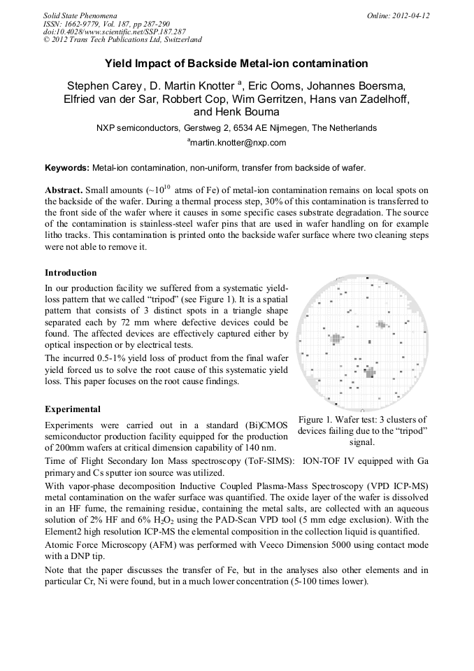 Yield Impact of Backside Metal-Ion Contamination | Scientific.Net