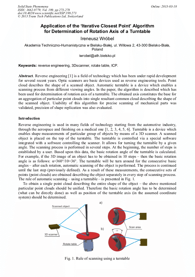 Application of the 'Iterative Closest Point' Algorithm for ...