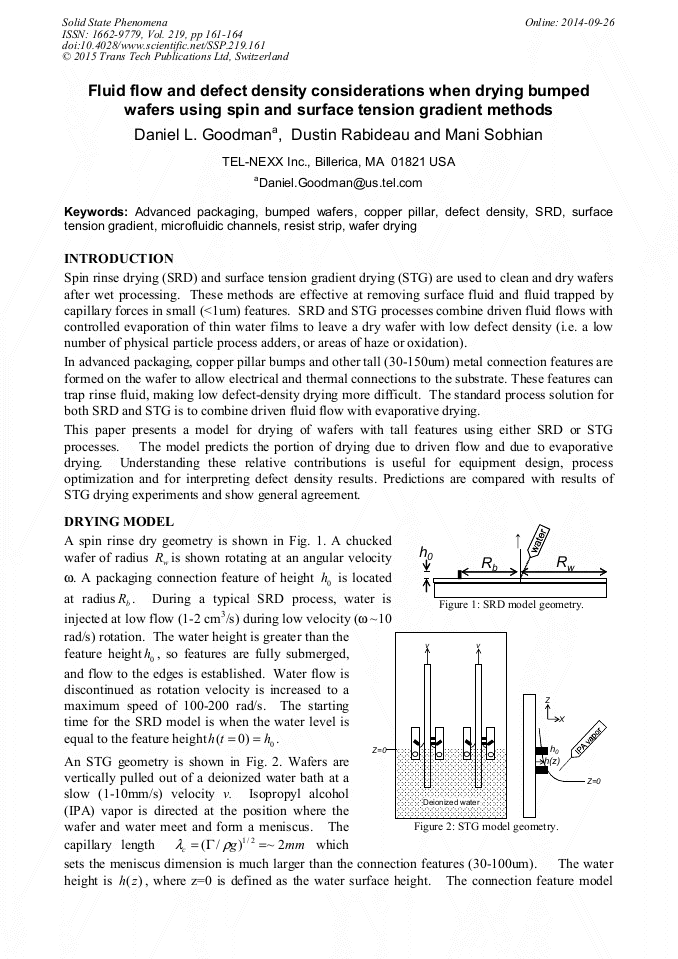 Fluid Flow and Defect Density Considerations when Drying Bumped Wafers ...