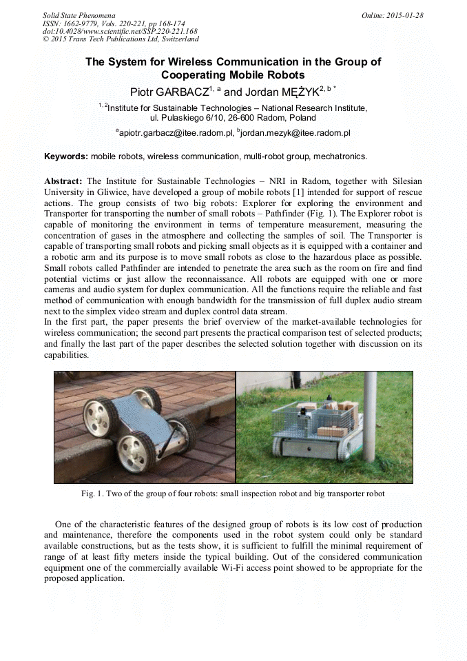 The System for Wireless Communication in the Group of Cooperating ...