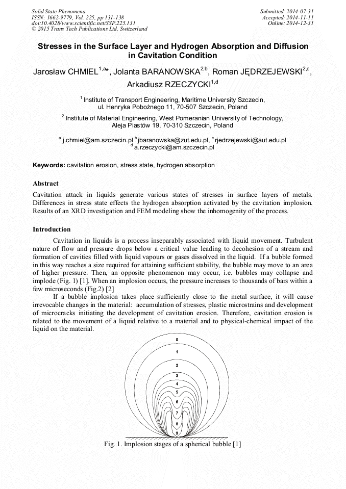 Stresses in the Surface Layer and Hydrogen Absorption and Diffusion in ...