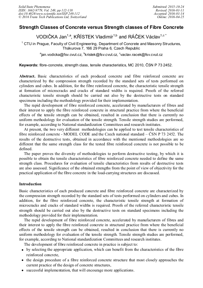 Strength Classes of Concrete versus Strength Classes of Fibre Concrete ...
