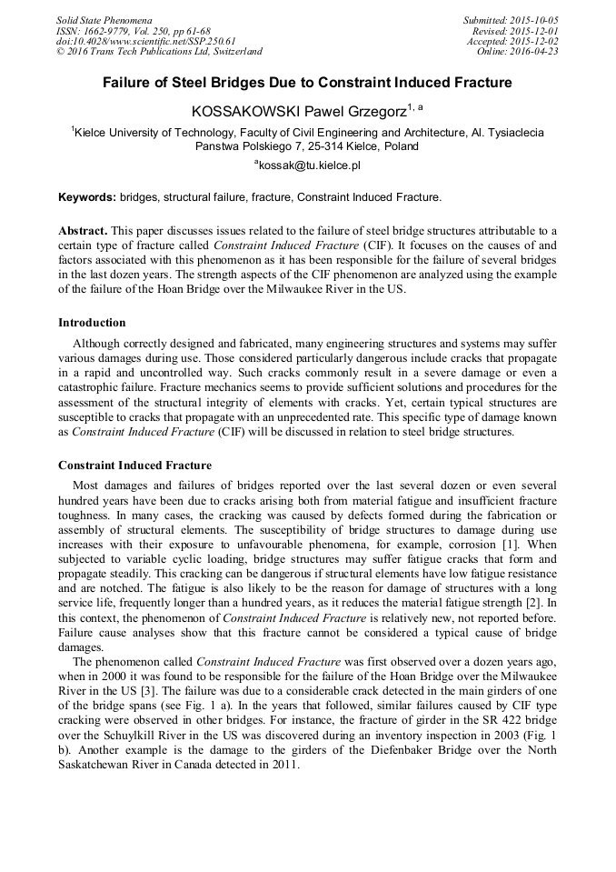 Failure of Steel Bridges due to Constraint Induced Fracture ...
