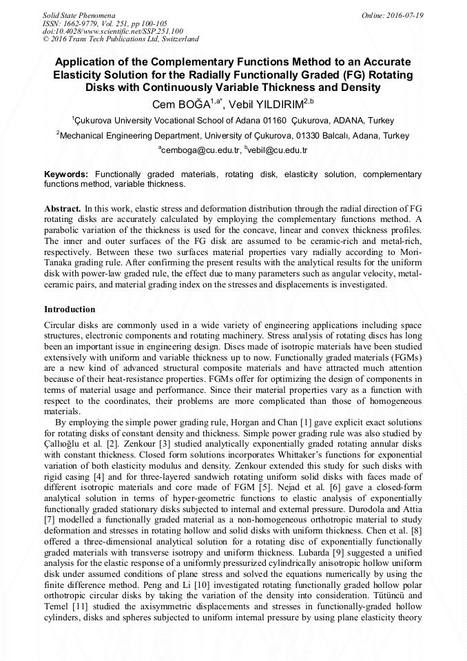 Application of the Complementary Functions Method to an Accurate Elasticity Solution for the ...