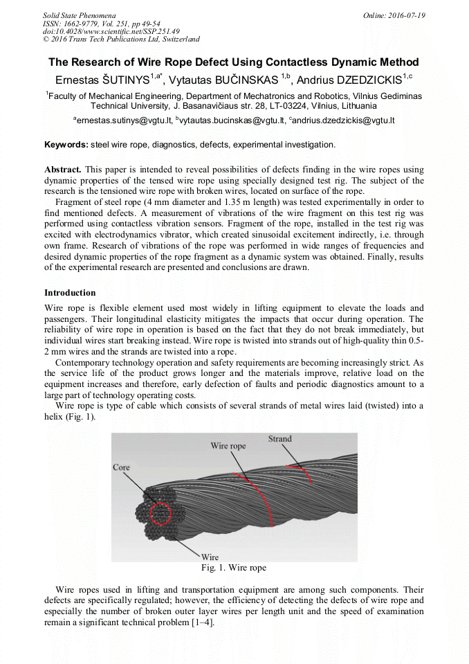The Research of Wire Rope Defect Using Contactless Dynamic Method ...