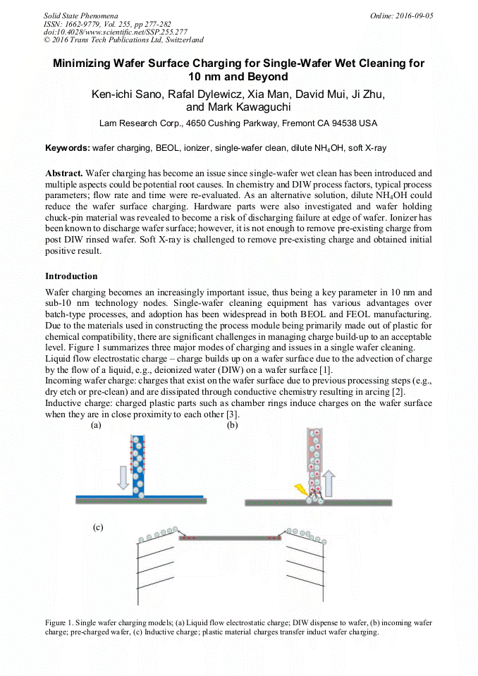 Minimizing Wafer Surface Charging for Single-Wafer Wet Cleaning for 10 ...