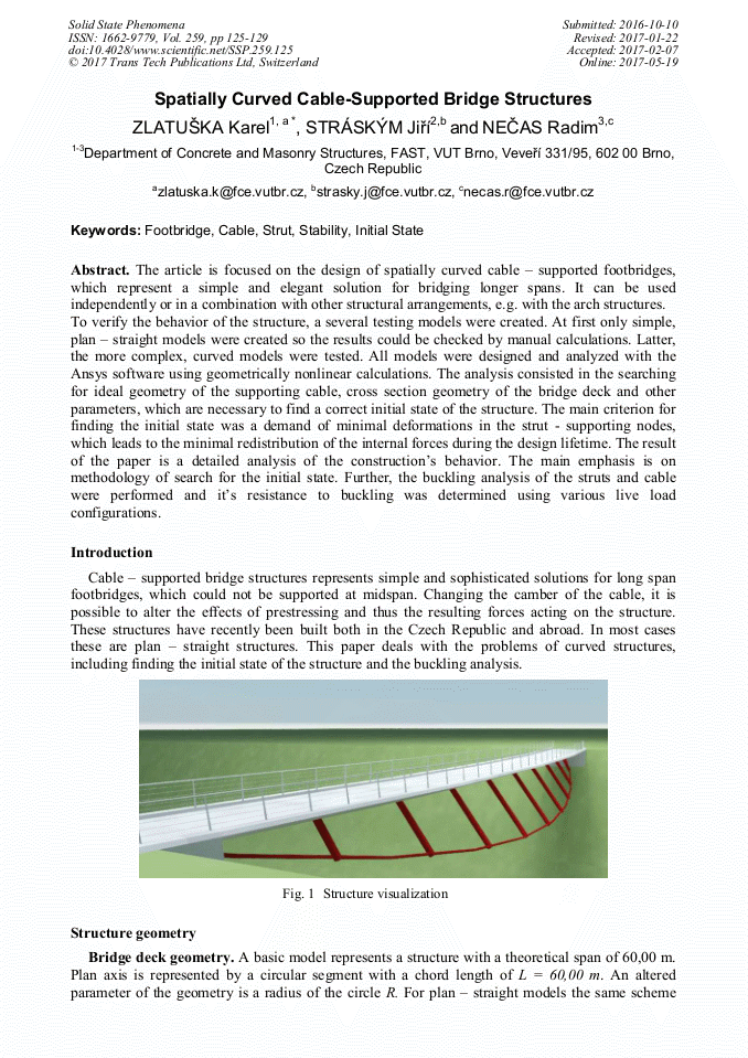 Spatially Curved Cable-Supported Bridge Structures | Scientific.Net