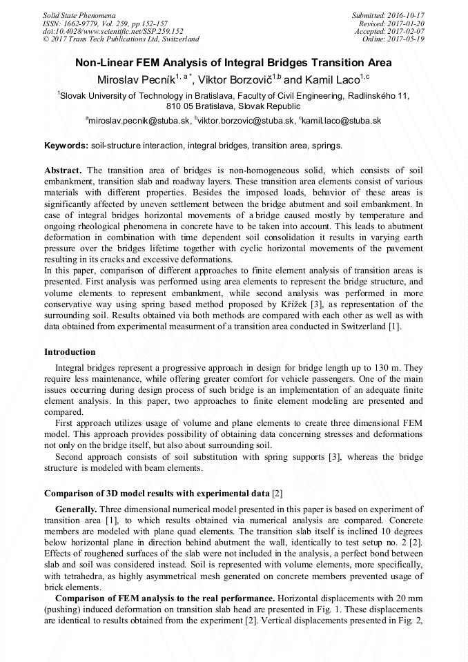 Non-Linear FEM Analysis of Integral Bridges Transition Area ...