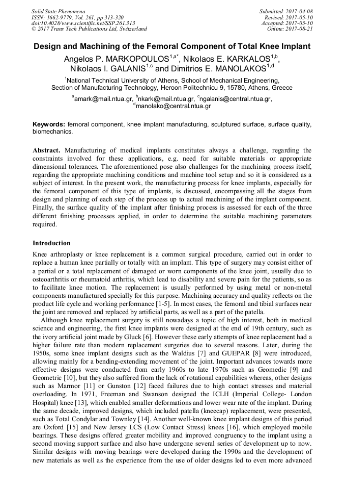 Design and Machining of the Femoral Component of Total Knee Implant ...
