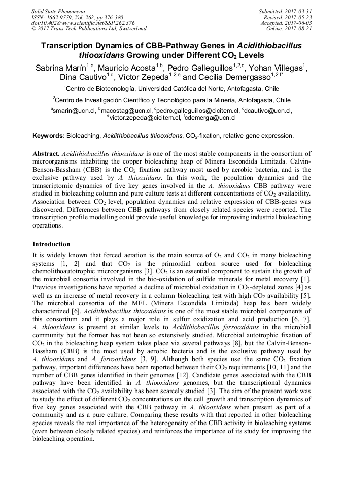 Transcription Dynamics of CBB-Pathway Genes in Acidithiobacillus ...