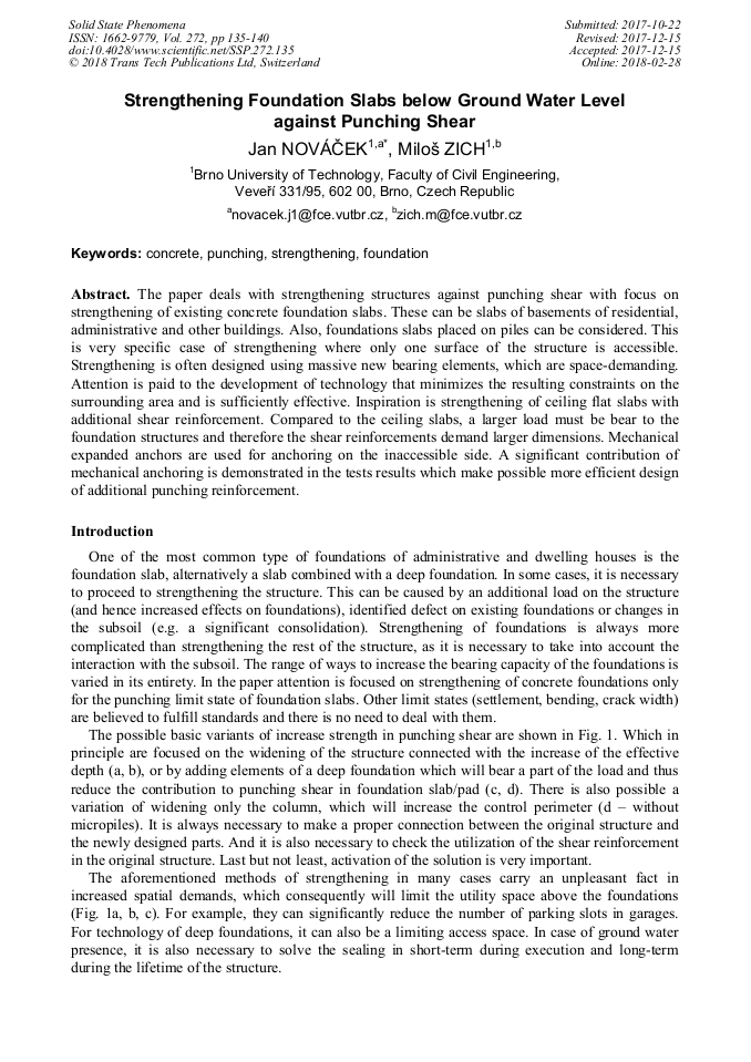 Strengthening Foundation Slabs below Ground Water Level against ...