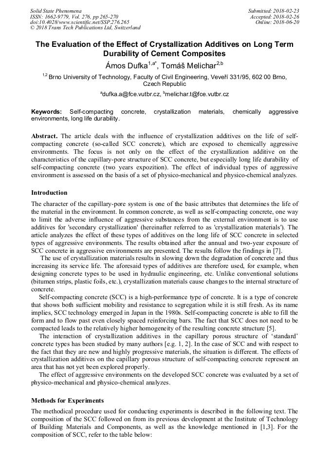 The Evaluation of the Effect of Crystallization Additives on Long Term ...