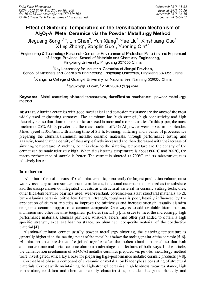 Effect of Sintering Temperature on the Densification Mechanism of Al2O3 ...