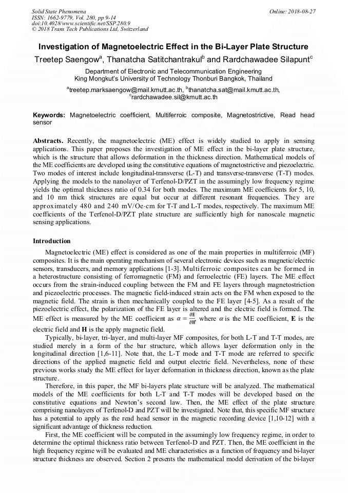 Investigation of Magnetoelectric Effect in the Bi-Layer Plate Structure ...