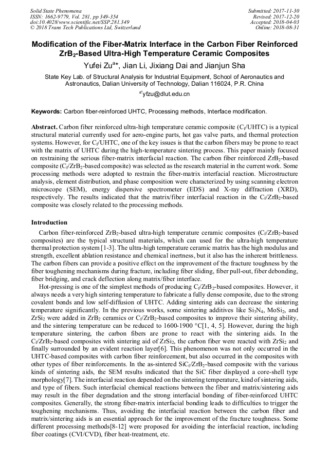 Modification of the Fiber-Matrix Interface in the Carbon Fiber ...