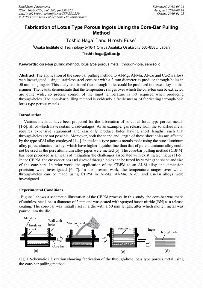 Fabrication of Lotus Type Porous Ingots Using the Core-Bar Pulling ...