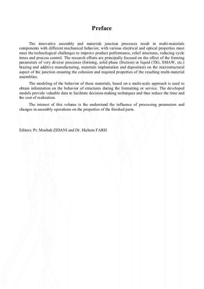 Preface | Industrial Processes of Multi-Material Assembly | Scientific.Net