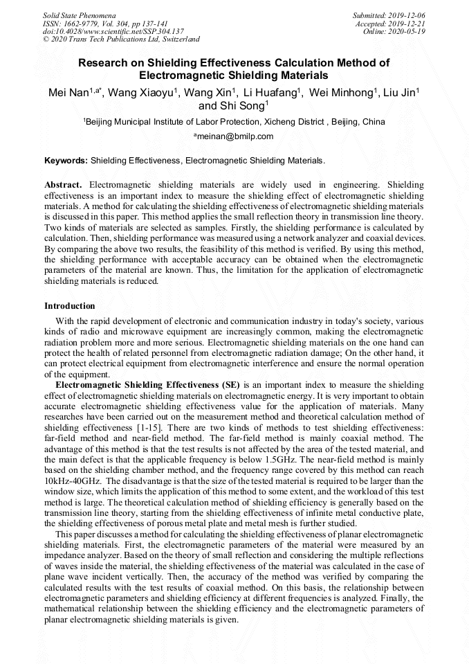 Research on Shielding Effectiveness Calculation Method of ...