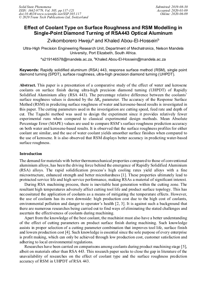 Effect of Coolant Type on Surface Roughness and RSM Modelling in Single ...