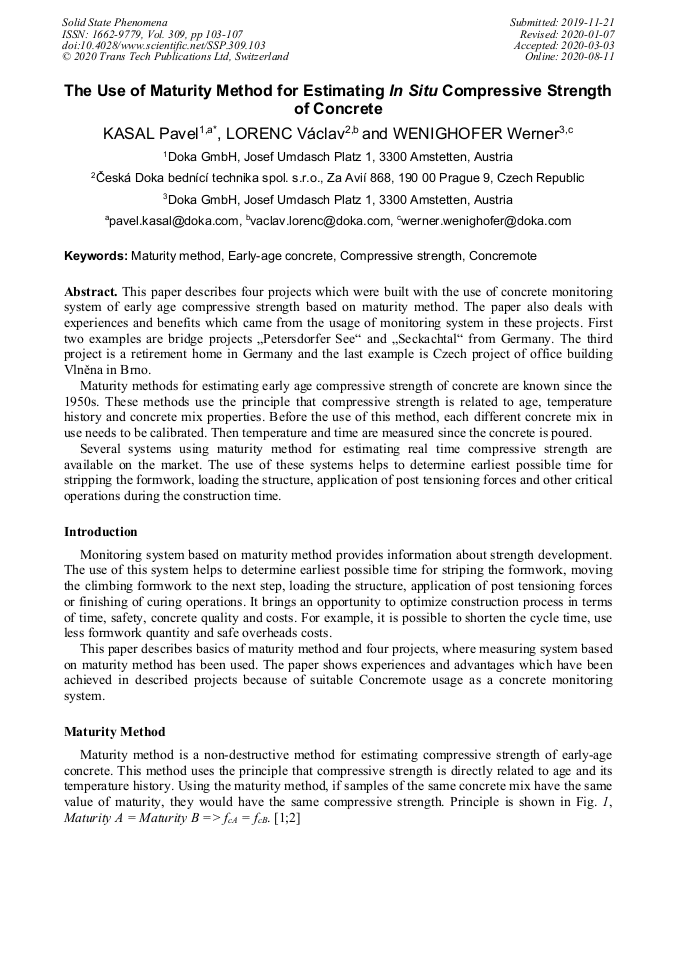The Use of Maturity Method for Estimating In Situ Compressive Strength ...