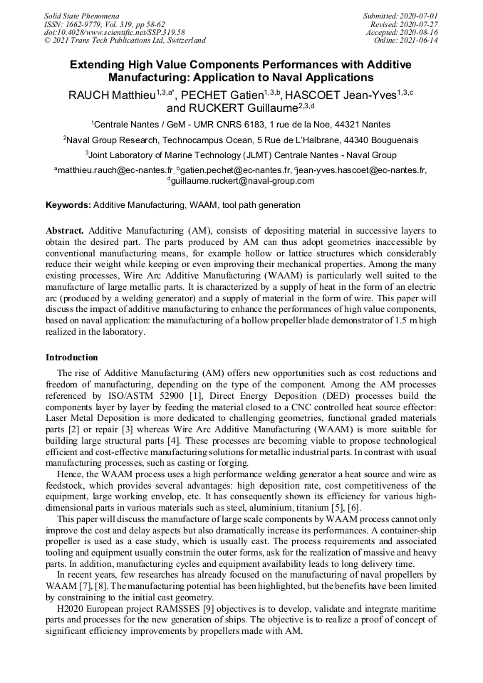 Extending High Value Components Performances with Additive ...