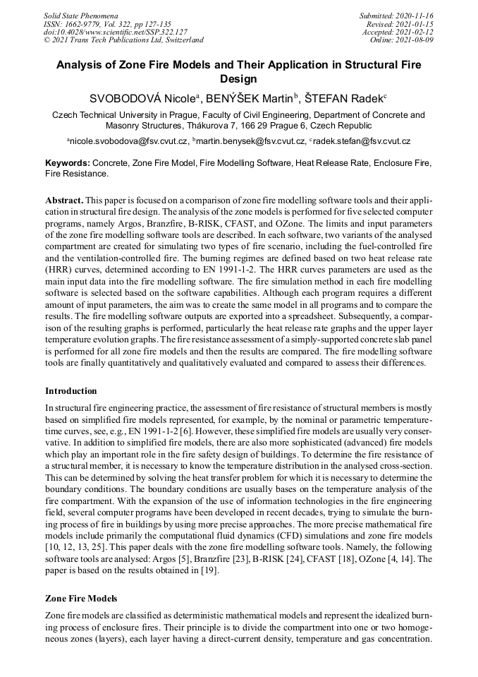 Analysis of Zone Fire Models and their Application in Structural Fire ...