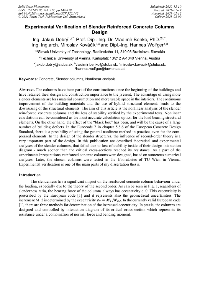 Experimental Verification of Slender Reinforced Concrete Columns Design ...
