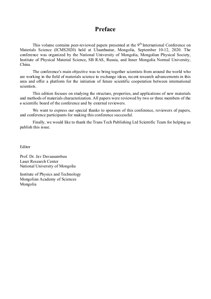 Preface | Advanced Research in Materials Science IV | Scientific.Net