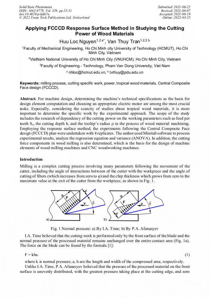 Applying FCCCD Response Surface Method in Studying the Cutting Power of ...
