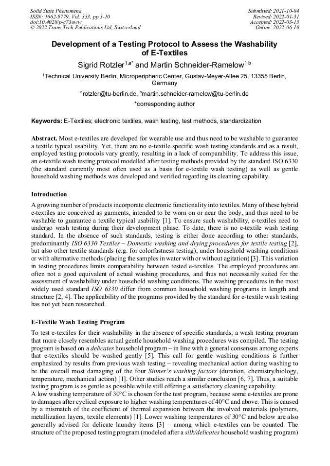 Development of a Testing Protocol to Assess the Washability of E ...