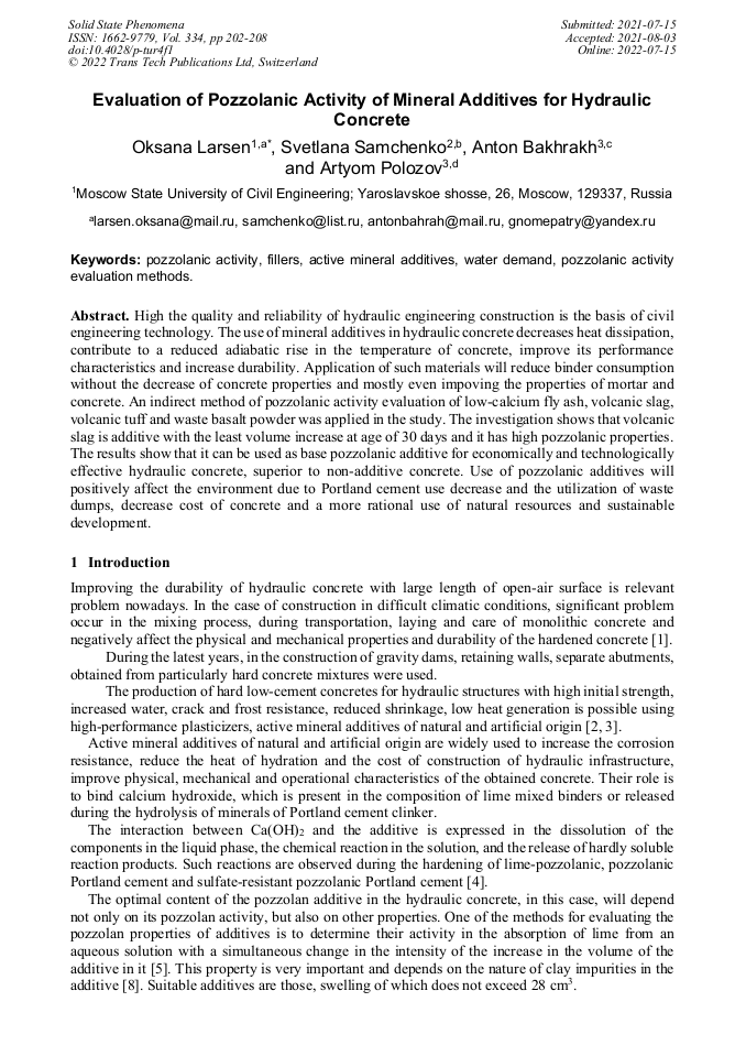 Evaluation of Pozzolanic Activity of Mineral Additives for Hydraulic ...