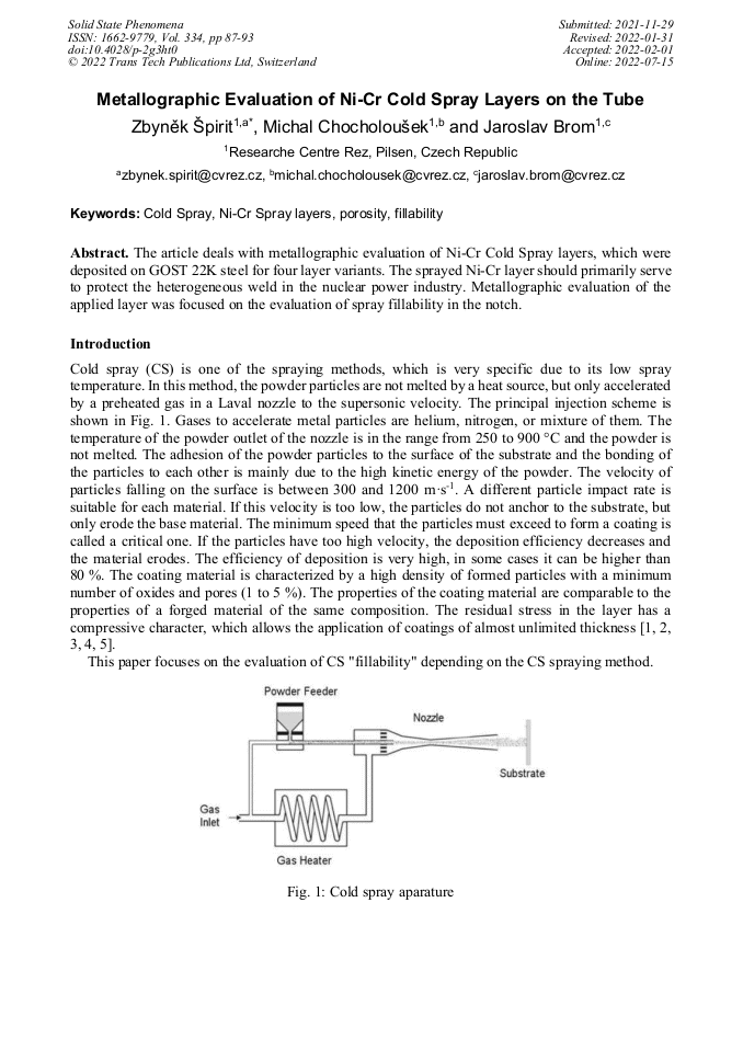 Metallographic Evaluation of Ni-Cr Cold Spray Layers on the Tube ...