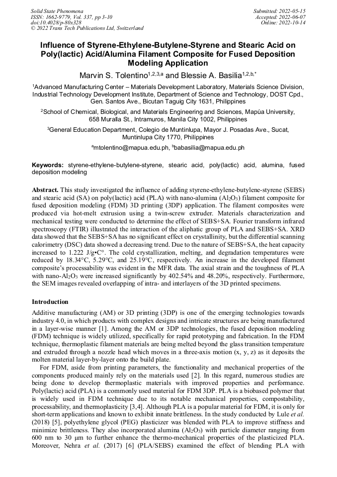 Influence of Styrene-Ethylene-Butylene-Styrene and Stearic Acid on Poly ...