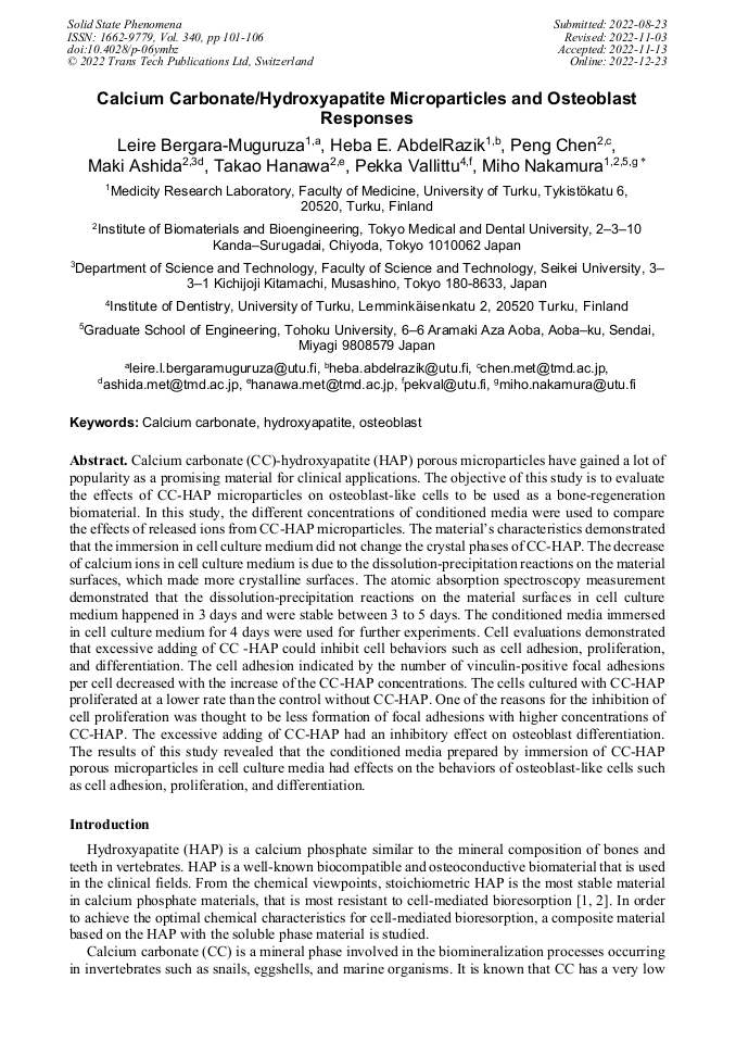 Calcium Carbonate/Hydroxyapatite Microparticles and Osteoblast ...