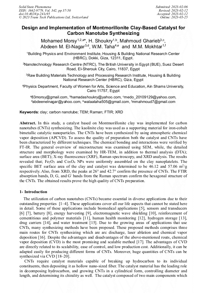 Design and Implementation of Montmorillonite Clay-Based Catalyst for ...