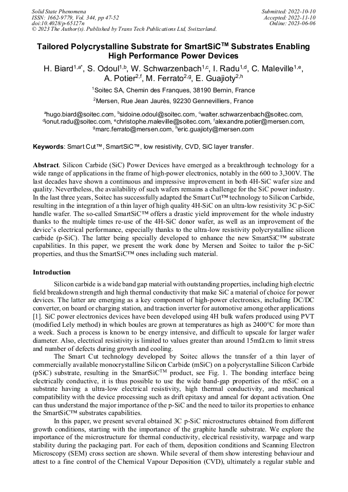 Tailored Polycrystalline Substrate for SmartSiCTM Substrates Enabling ...