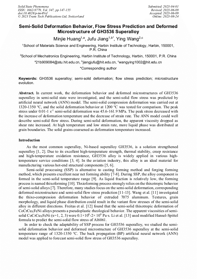 Semi-Solid Deformation Behavior, Flow Stress Prediction and Deformed ...