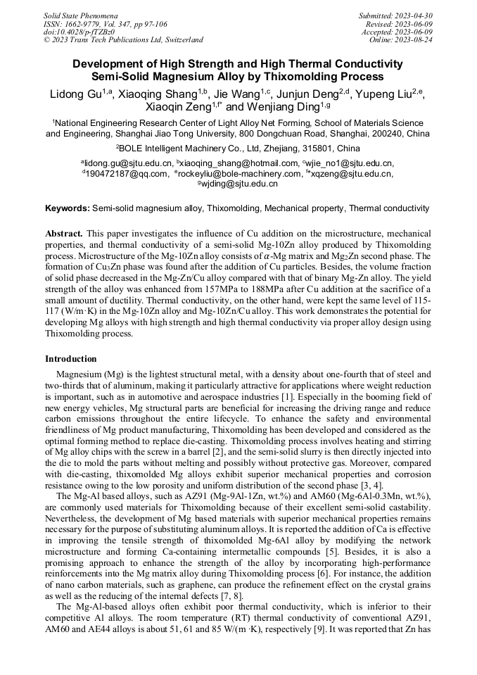 Development of High Strength and High Thermal Conductivity Semi-Solid ...