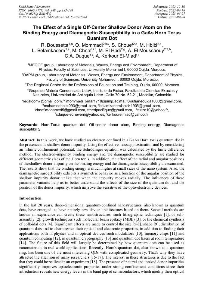 The Effect of a Single Off-Center Shallow Donor Atom on the Binding ...